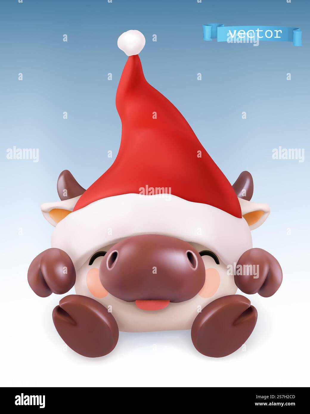 Ox funny animal in the Chinese zodiac, Chinese calendar, 3d vector icon ...