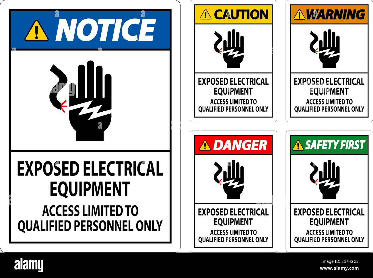 Danger Sign Exposed Electrical Equipment, Access Limited To Qualified ...
