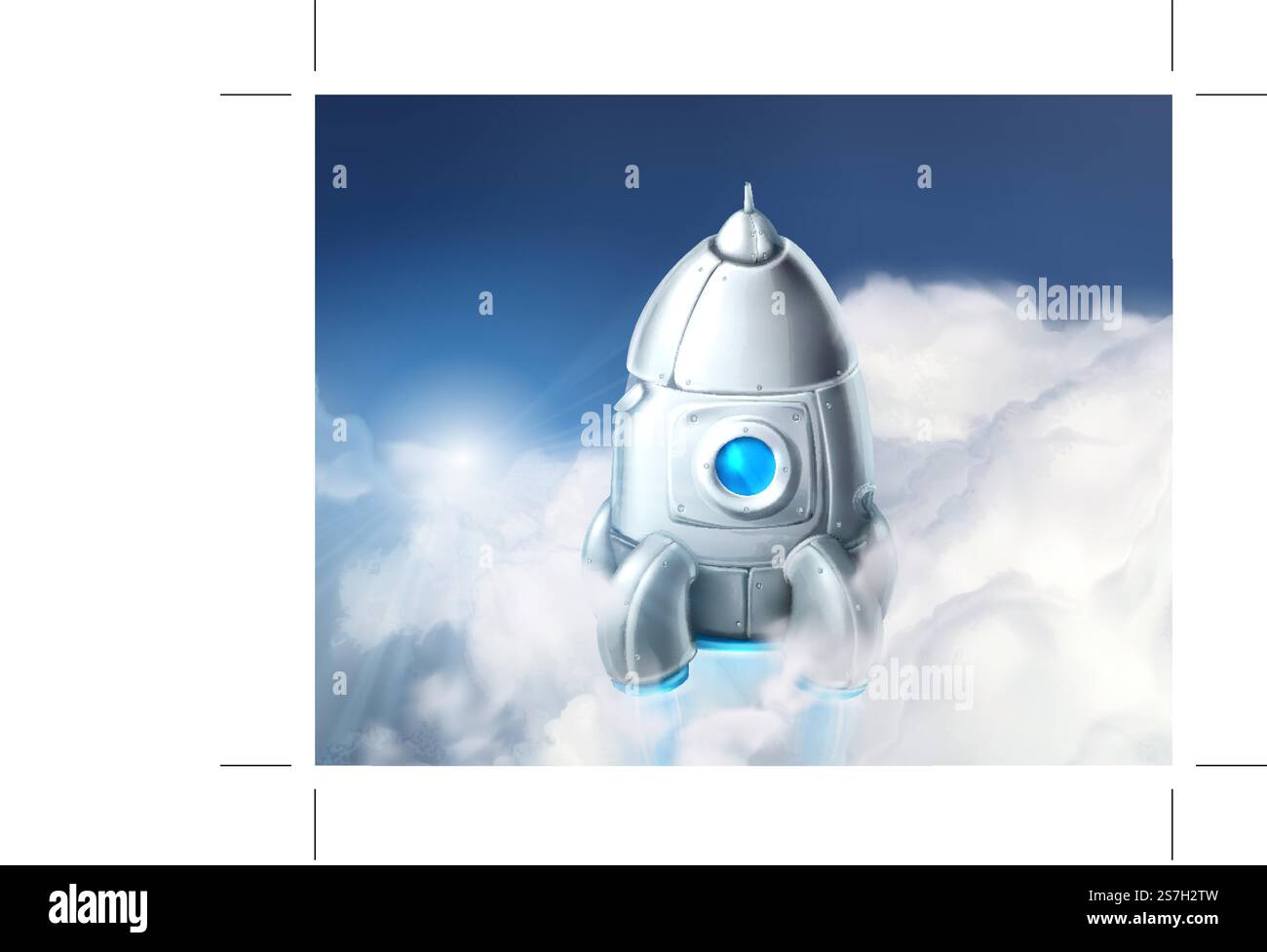 Rocket in blue background Cut Out Stock Images & Pictures - Alamy