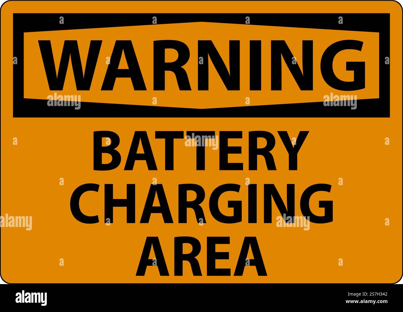 Warning Sign Battery Charging Area On White Background Stock Vector ...