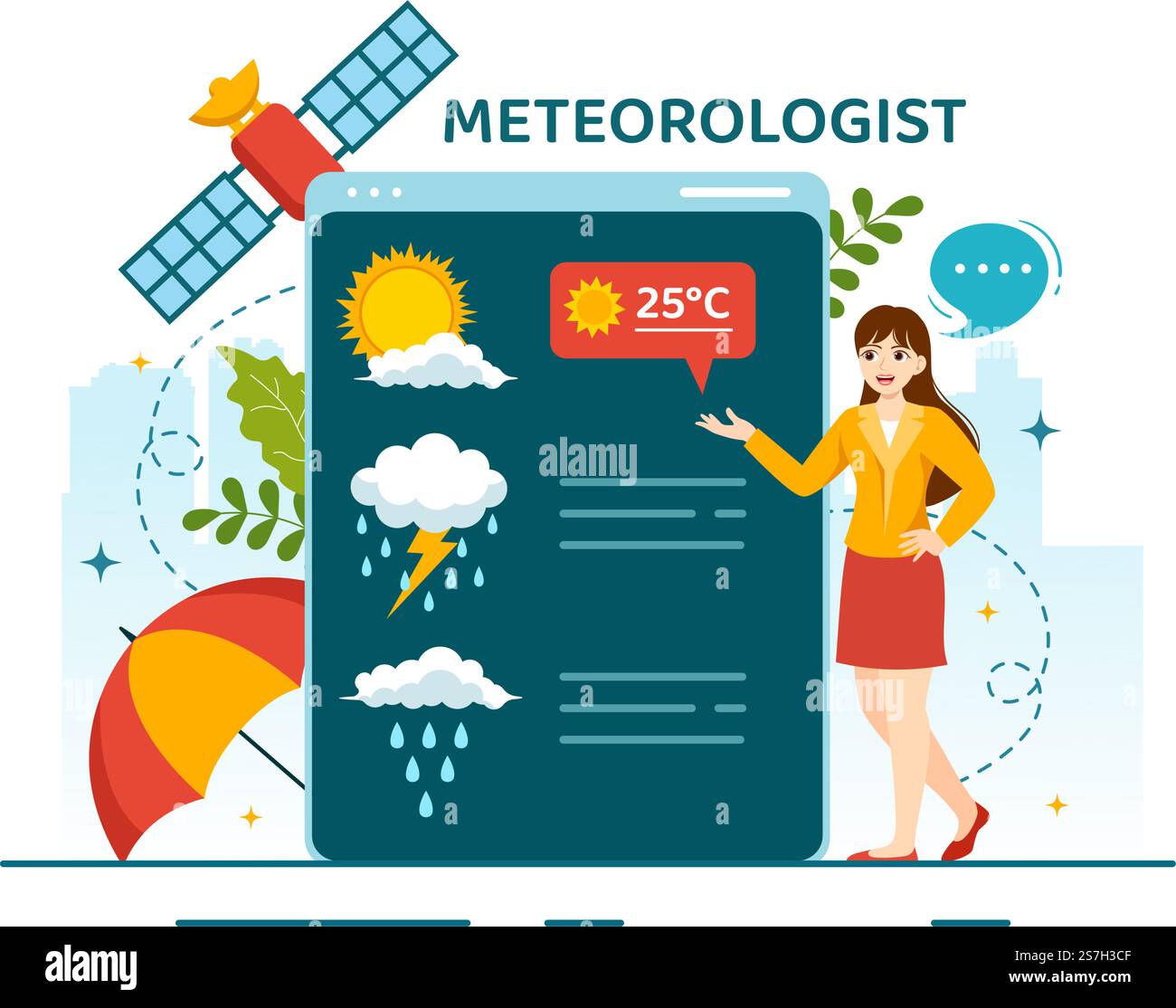 Meteorologist Vector Illustration with Weather Forecast and Atmospheric ...