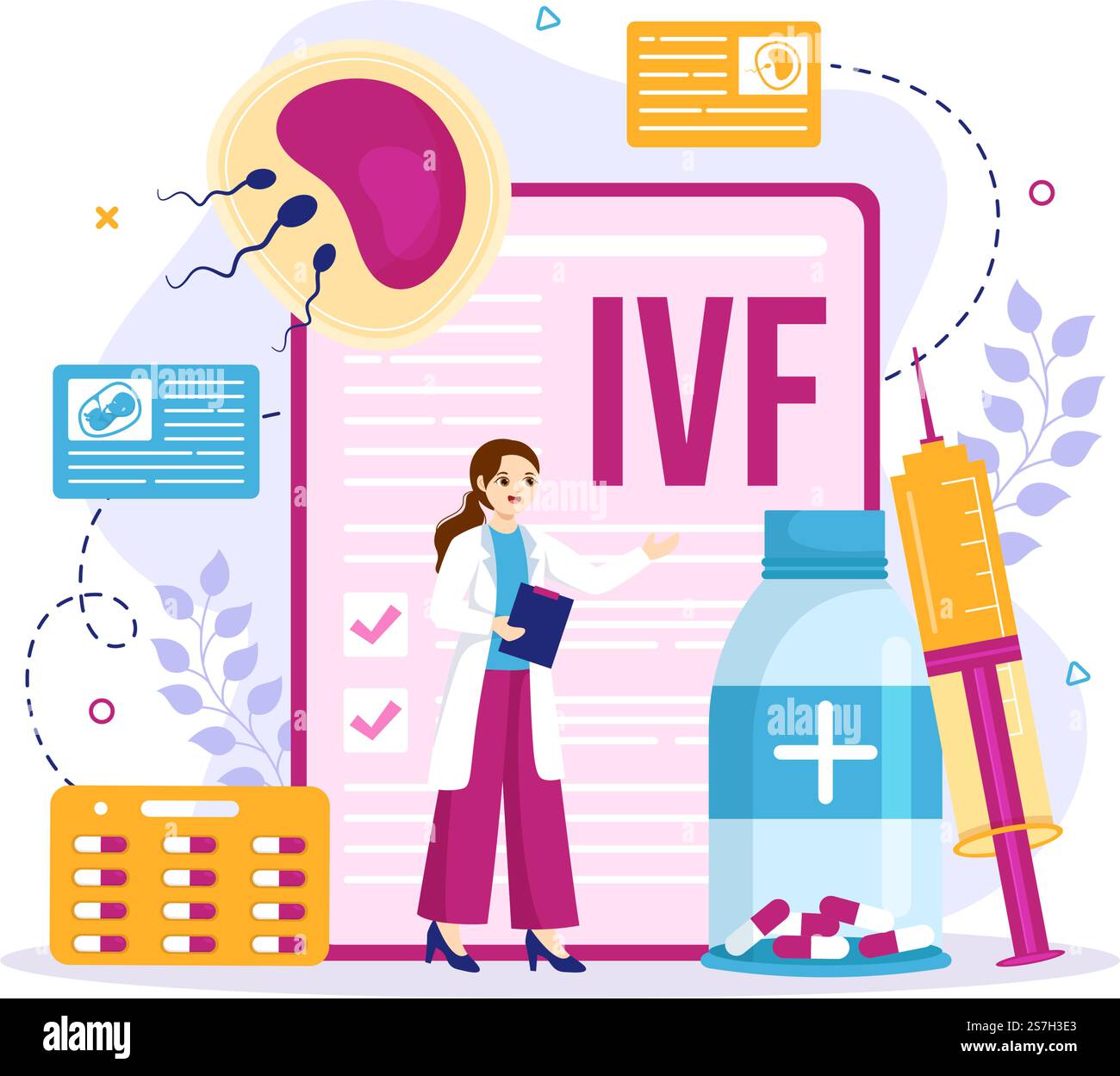 IVF or In Vitro Fertilization Vector Illustration for Artificial ...