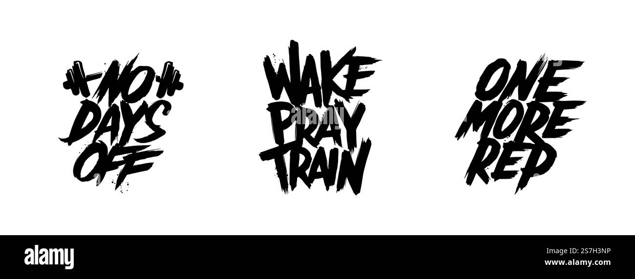 Gym motivation. Set of gym workout motivation graphics, logos, labels ...