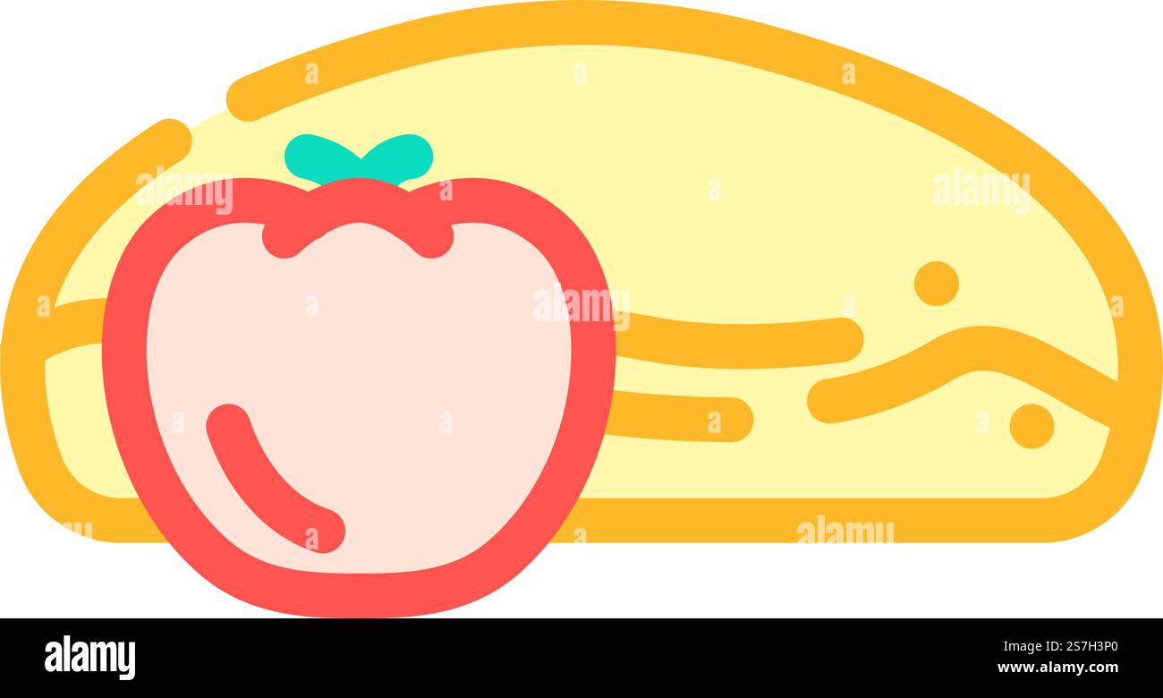 tomato bun food meal color icon vector. tomato bun food meal sign ...