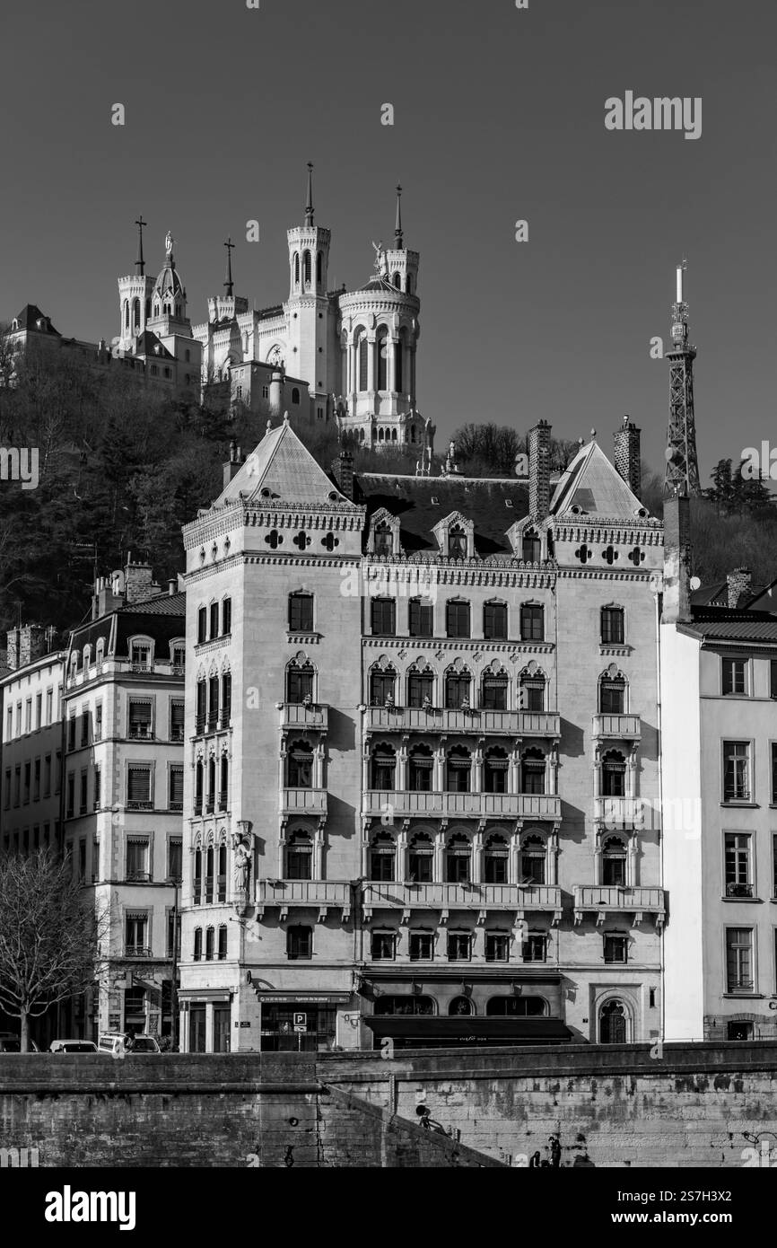 Lyon, France - January 25, 2022: The Notre Dame de Fourviere Basilica ...