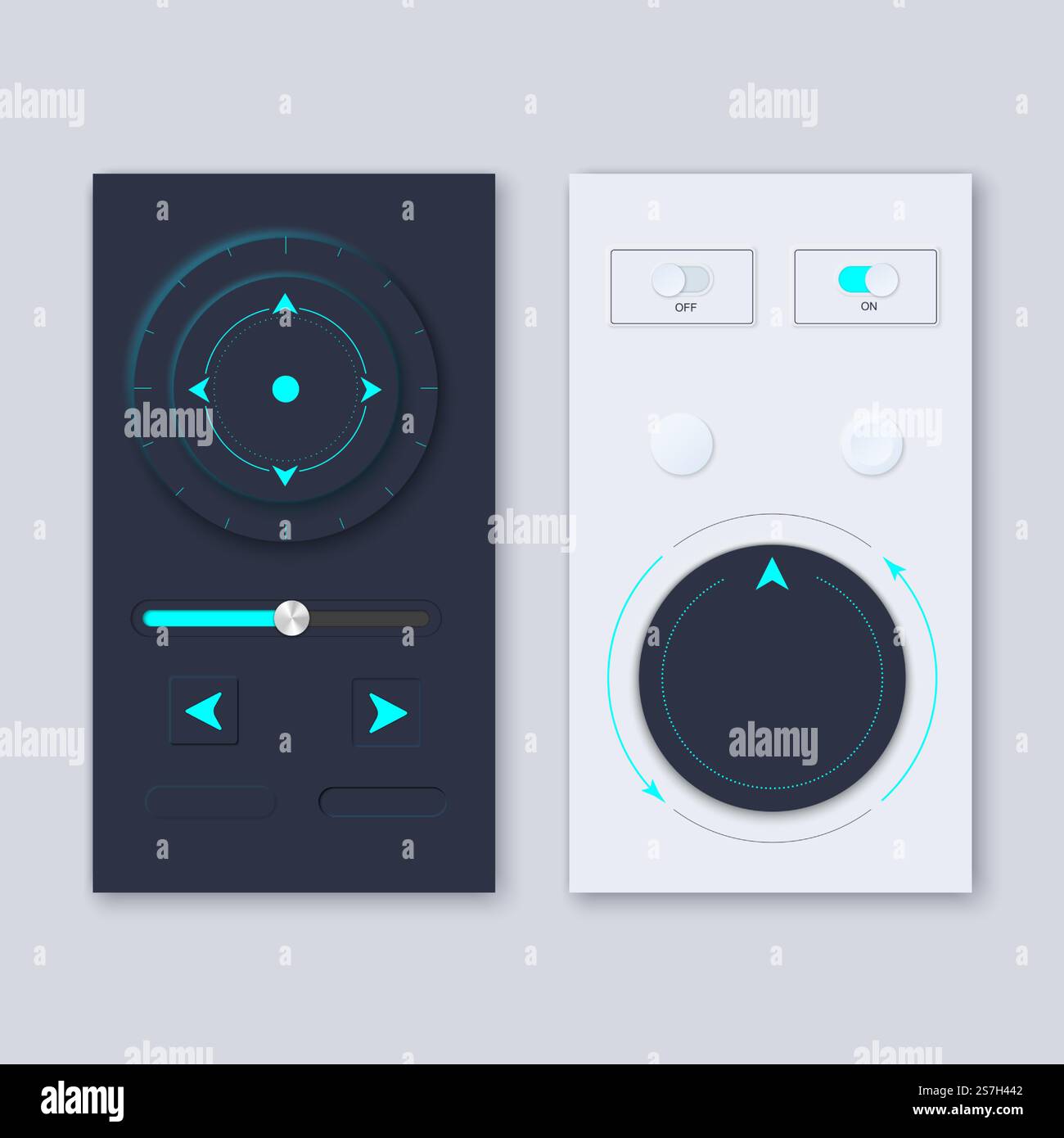 Neumorphic UI circle Workflow graphic elements design kit with ...