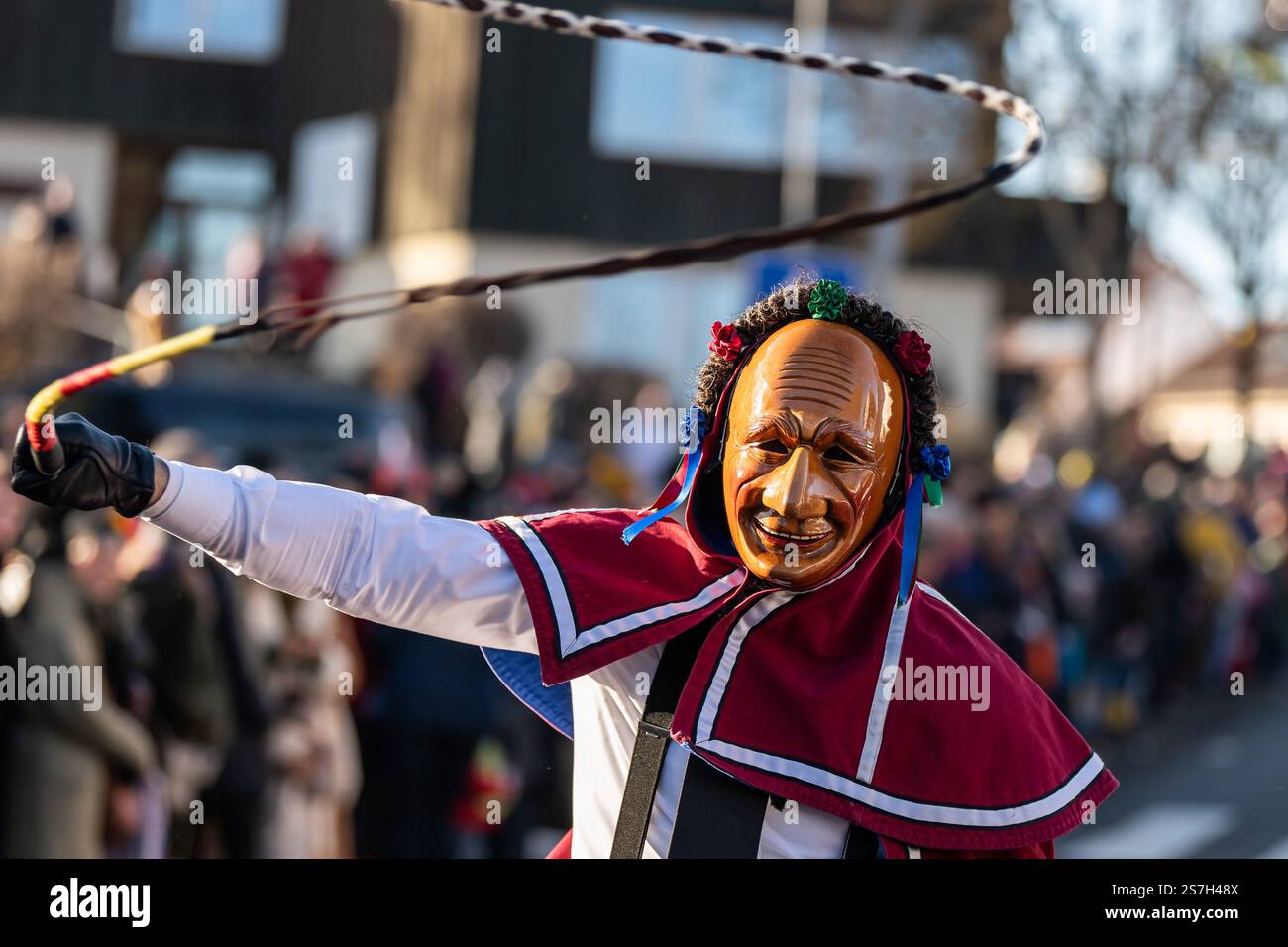 Herrenzimmern, Germany. 19th Jan, 2025. A "driver" of a Bennerössle ...
