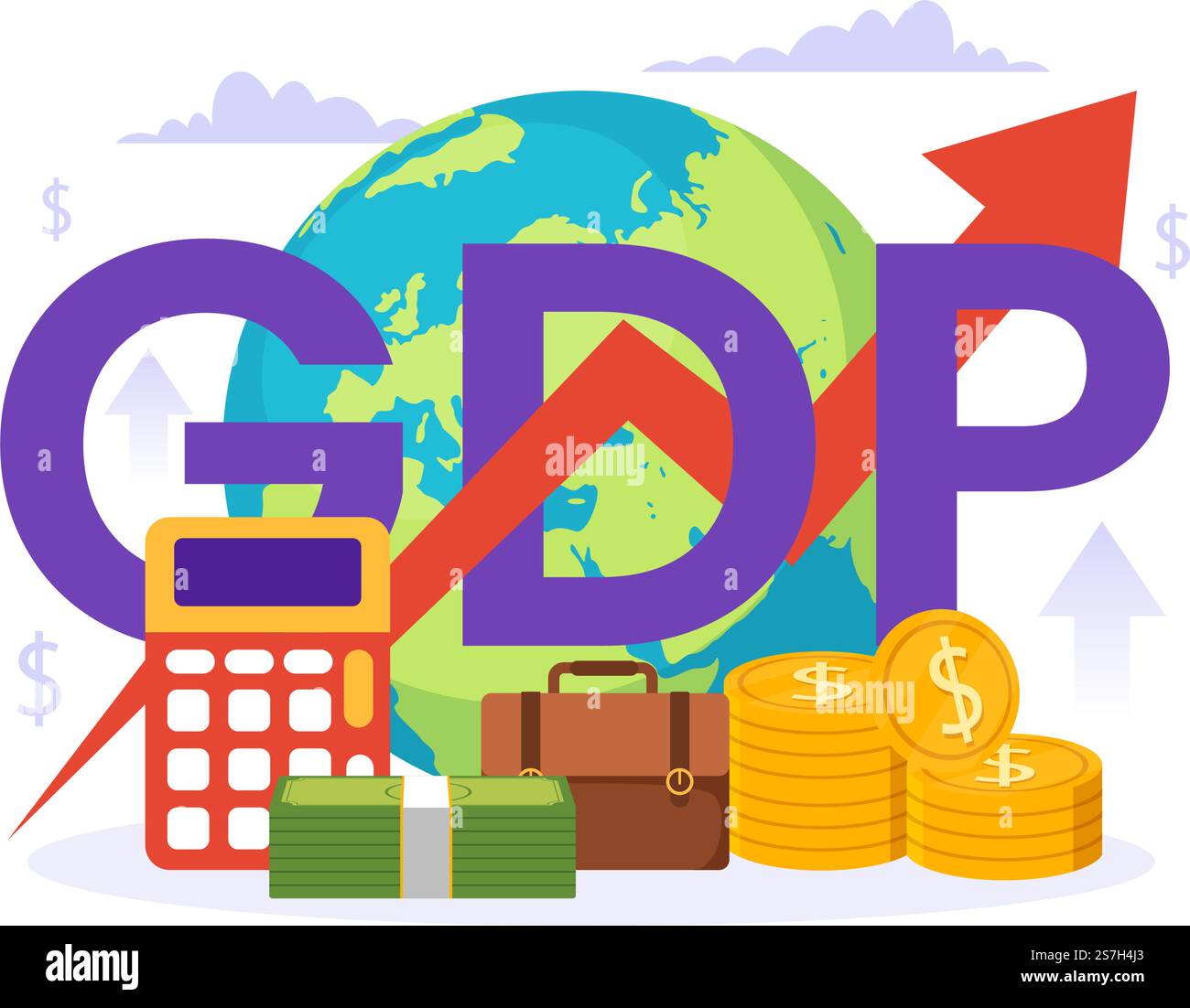 GDP or Gross Domestic Product Vector Illustration with Economic Growth ...