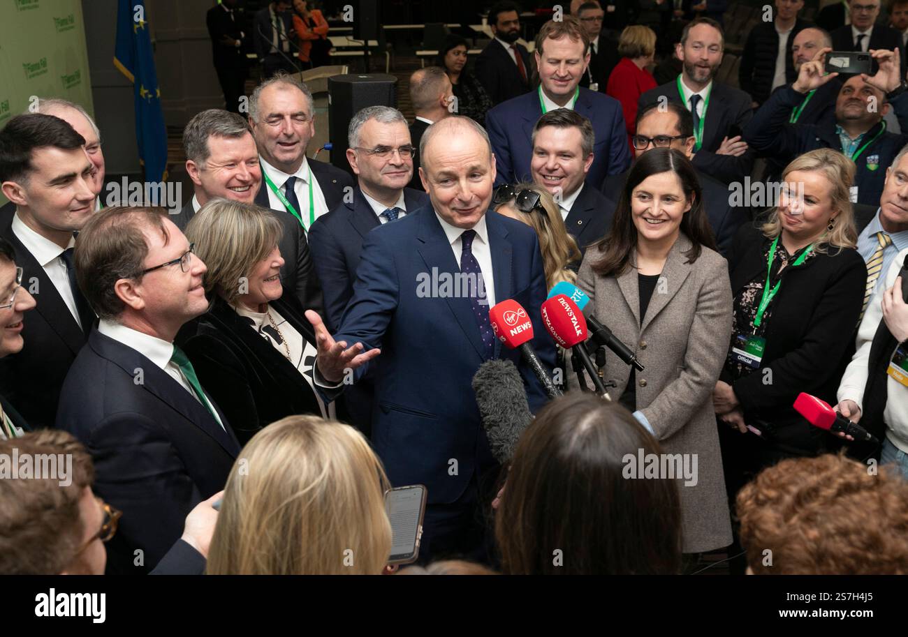 Fianna Fail leader Micheal Martin speaking at Radisson Hotel, Dublin ...