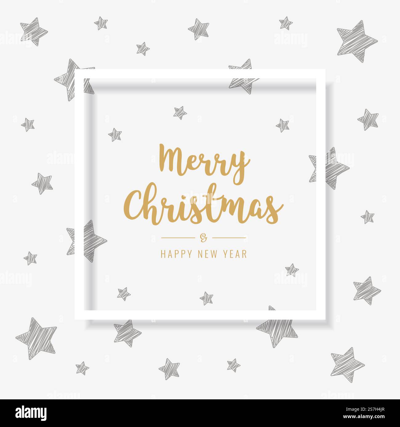christmas scribble stars golden greeting text frame card background ...