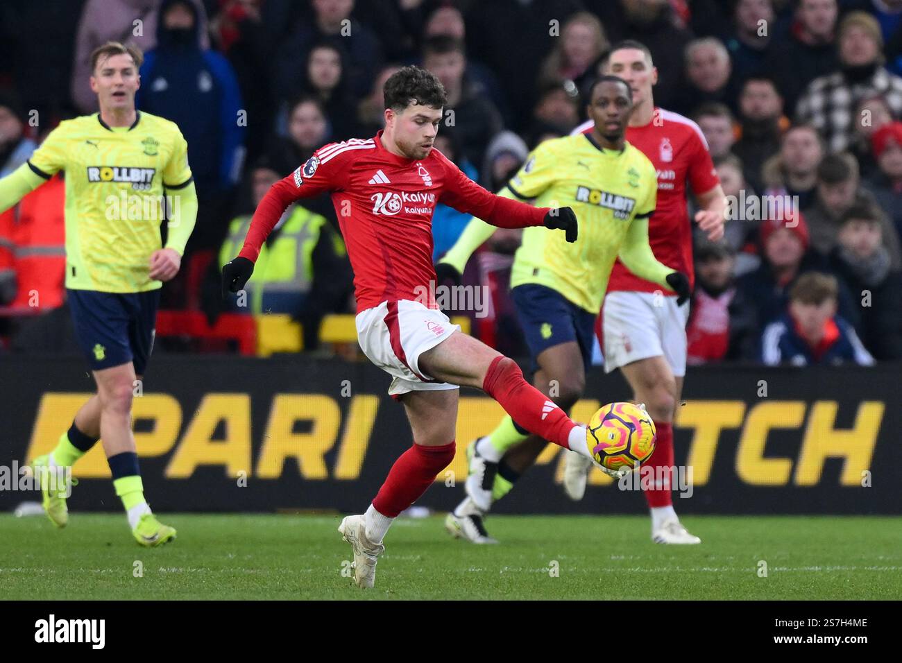 Neco Williams of Nottingham Forest controls the ball during the Premier ...