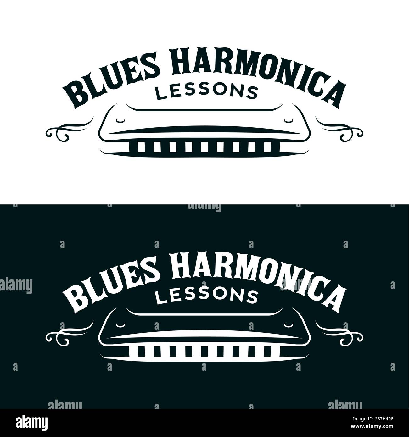Harmonica lessons retro emblem. Vector logo Stock Vector Image & Art ...