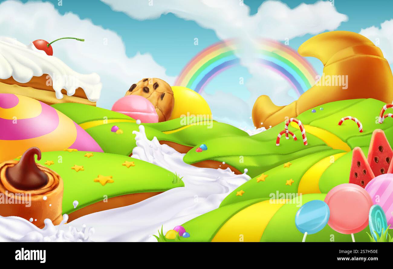 Sweet landscape. 3d vector background Stock Vector Image & Art - Alamy