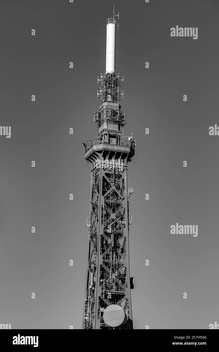 Lyon, France - January 25, 2022: The Metallic tower of Fourviere, a ...