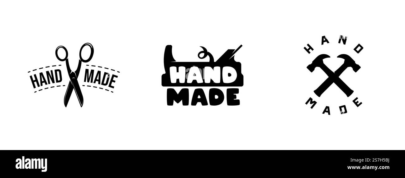 Set of hand made logos, labels and badges. Vector illustration Stock ...