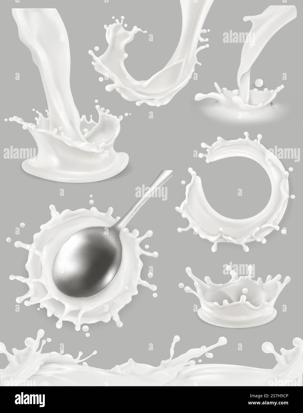 Milk drop and splash. 3d vector object set Stock Vector Image & Art - Alamy