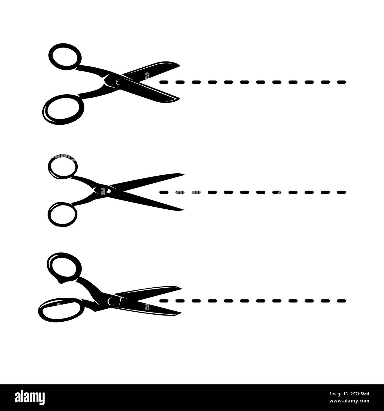 Tailor scissors with cut line. Scissor vector illustration Stock Vector ...