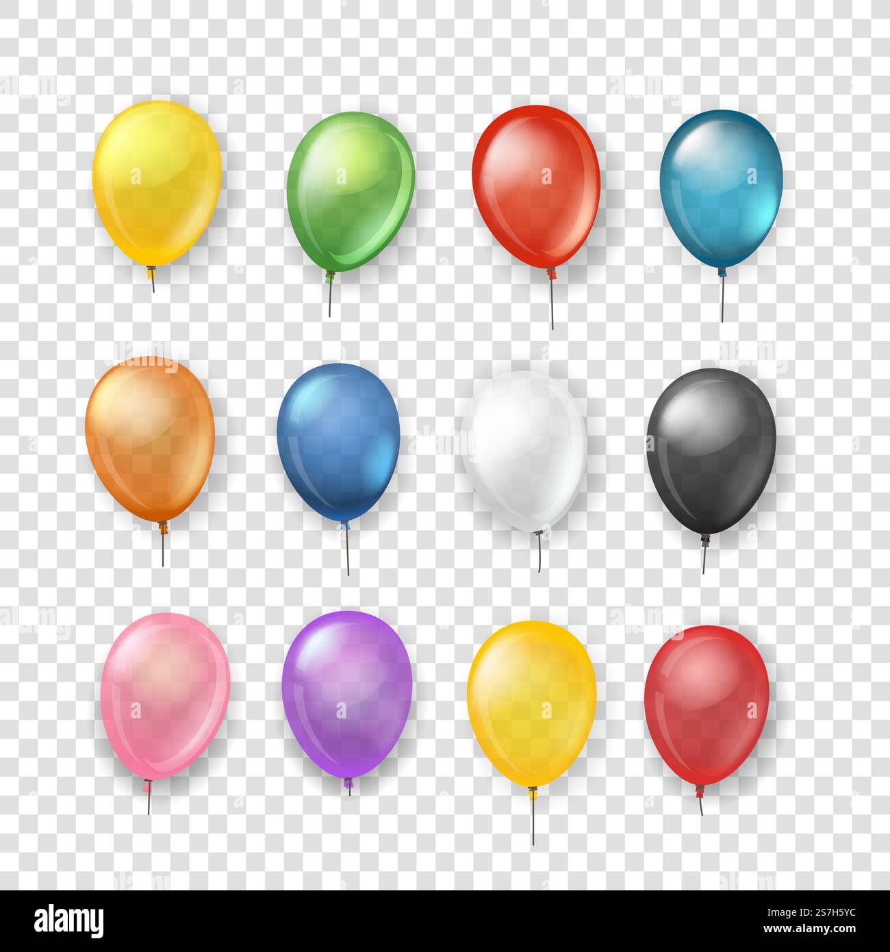 Different transparent color balloons vector set isolated on transparent ...