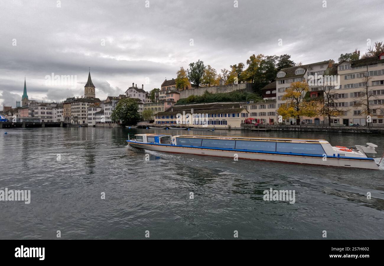 Limmat River tour boat, Zurich, Switzerland Stock Photo - Alamy