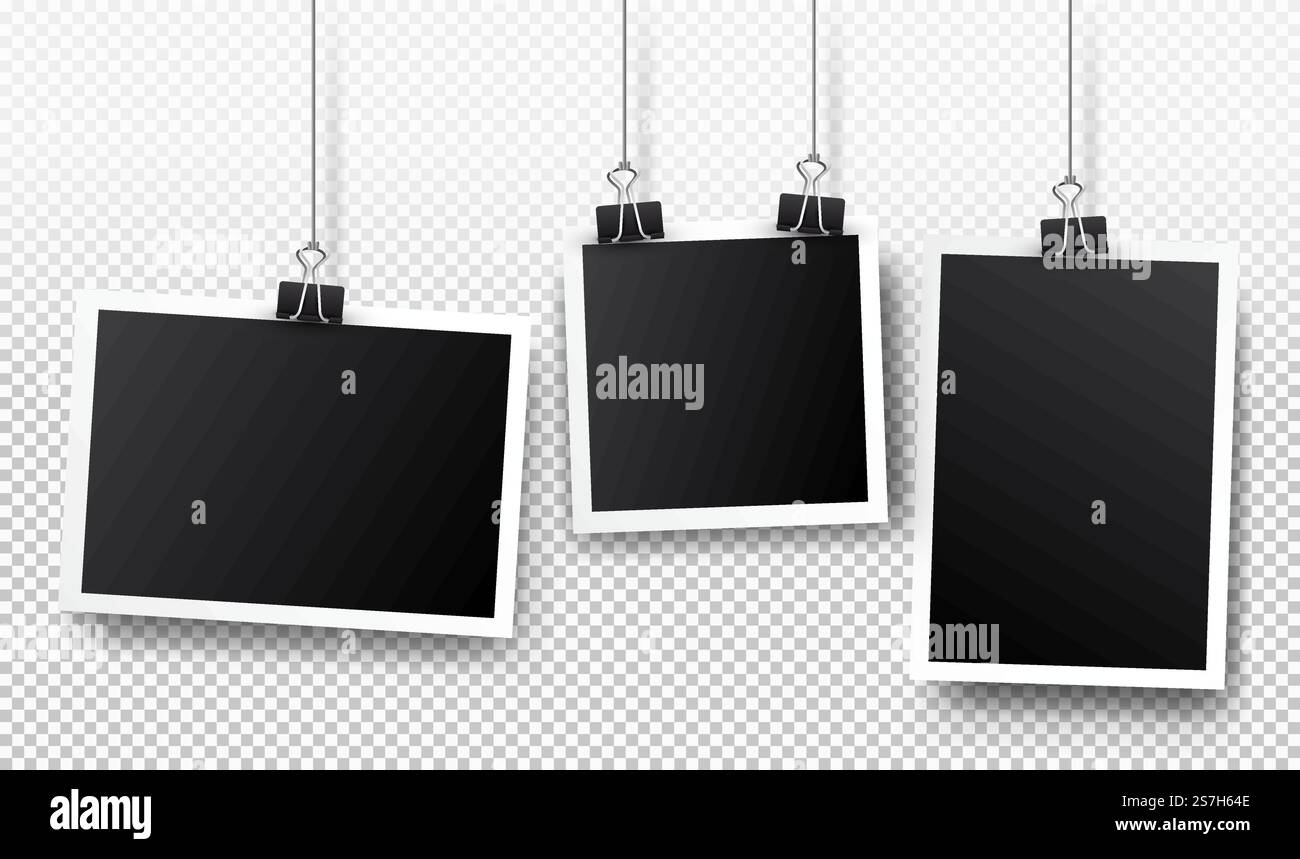Set of photo frames. Realistic detailed photo icon design template ...