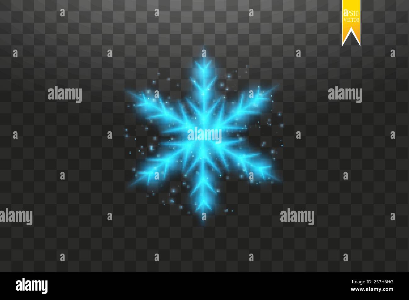 Shine blue snowflake with glitter isolated on transparent background ...