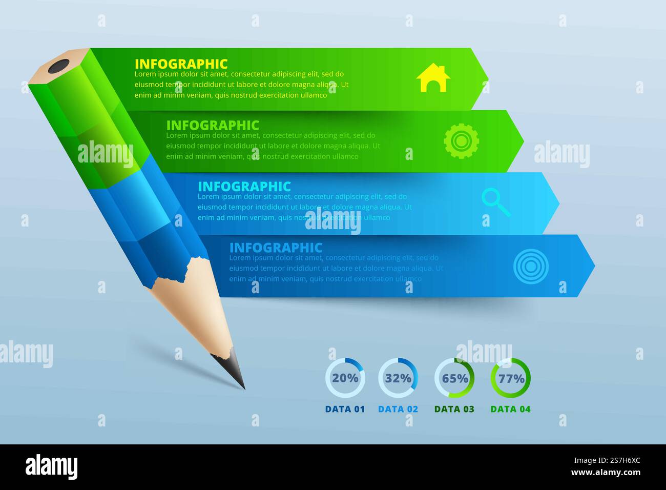 Education pencil Infographics step option Stock Vector Image & Art - Alamy