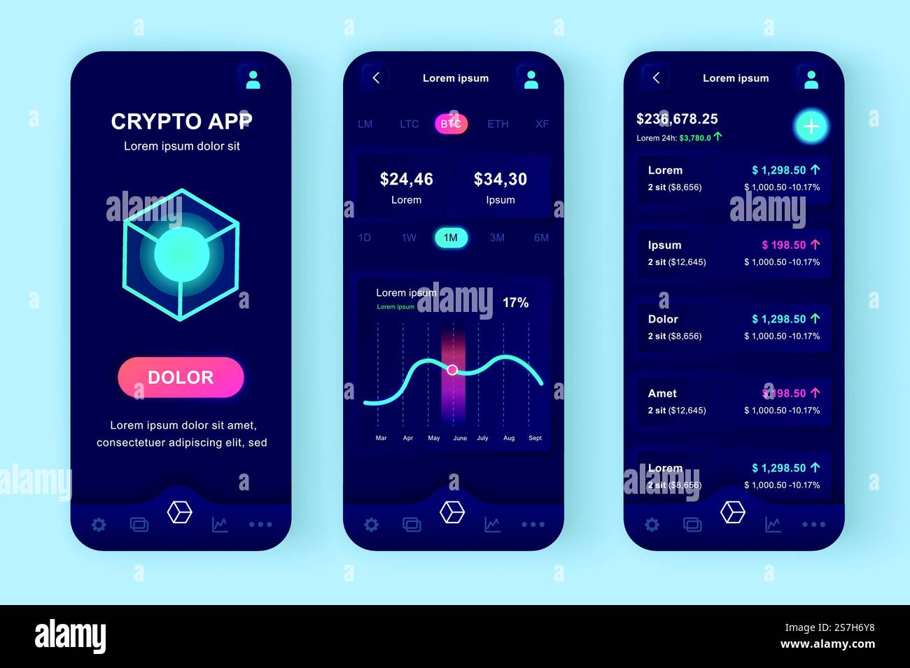 Cryptocurrency trading unique neomorphic design kit digital wallet hi-res stock photography and ...