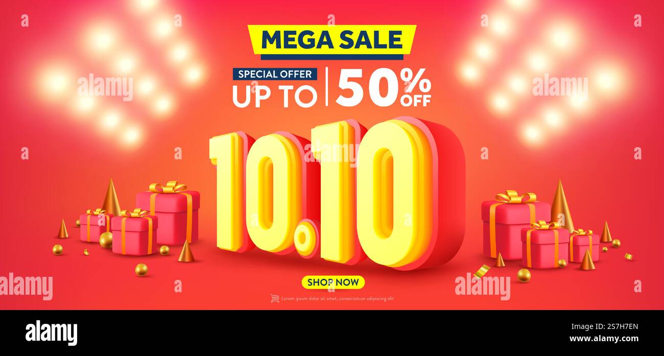 Vector of 10.10 Shopping day Poster or banner with gift box and ...