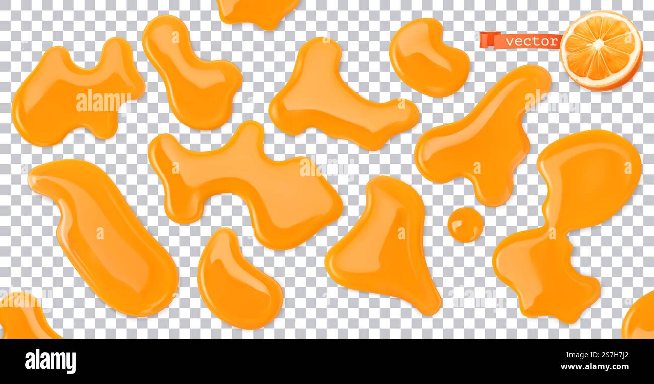 Orange juice drops. 3d realistic vector set Stock Vector Image & Art ...