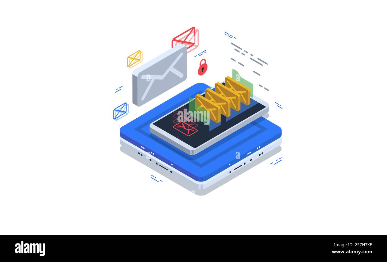 Data visualization concept. 3d isometric vector illustration.. Secure ...
