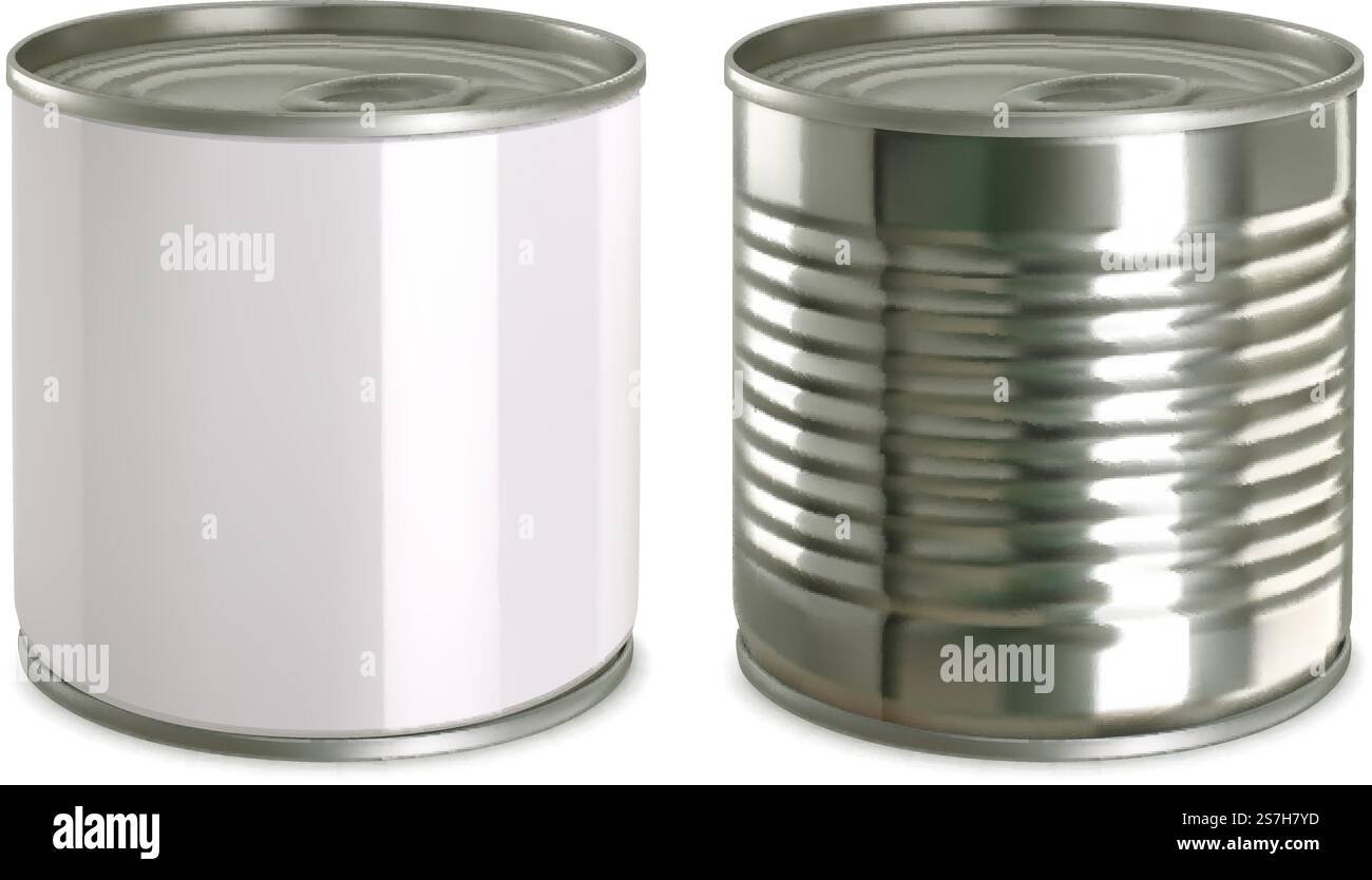 Tin can mock up. 3d realistic vector icon set Stock Vector Image & Art ...