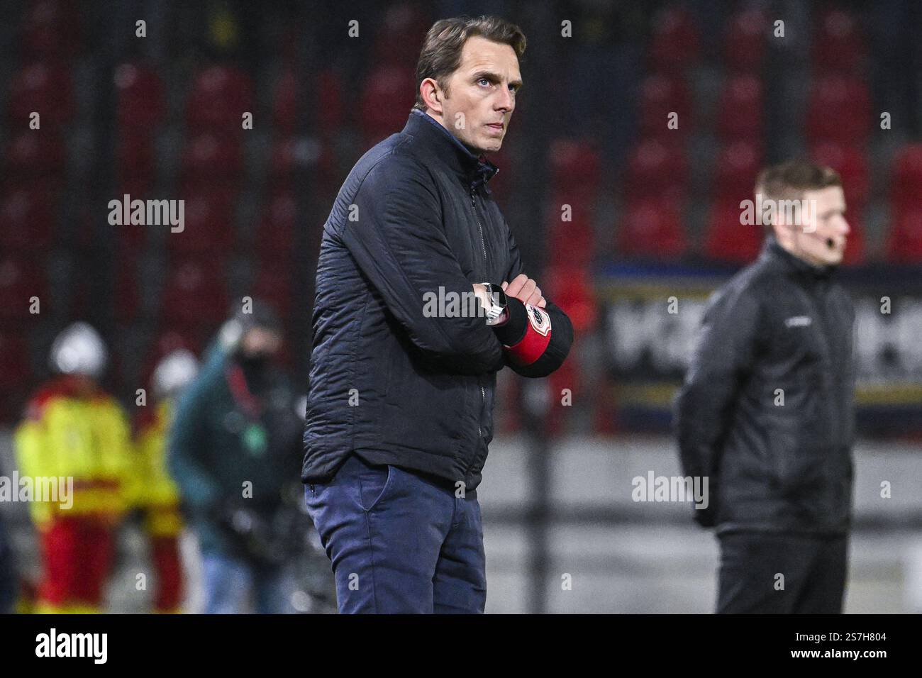 Antwerpen, Belgium. 19th Jan, 2025. Antwerp's head coach Jonas De Roeck pictured during a soccer ...