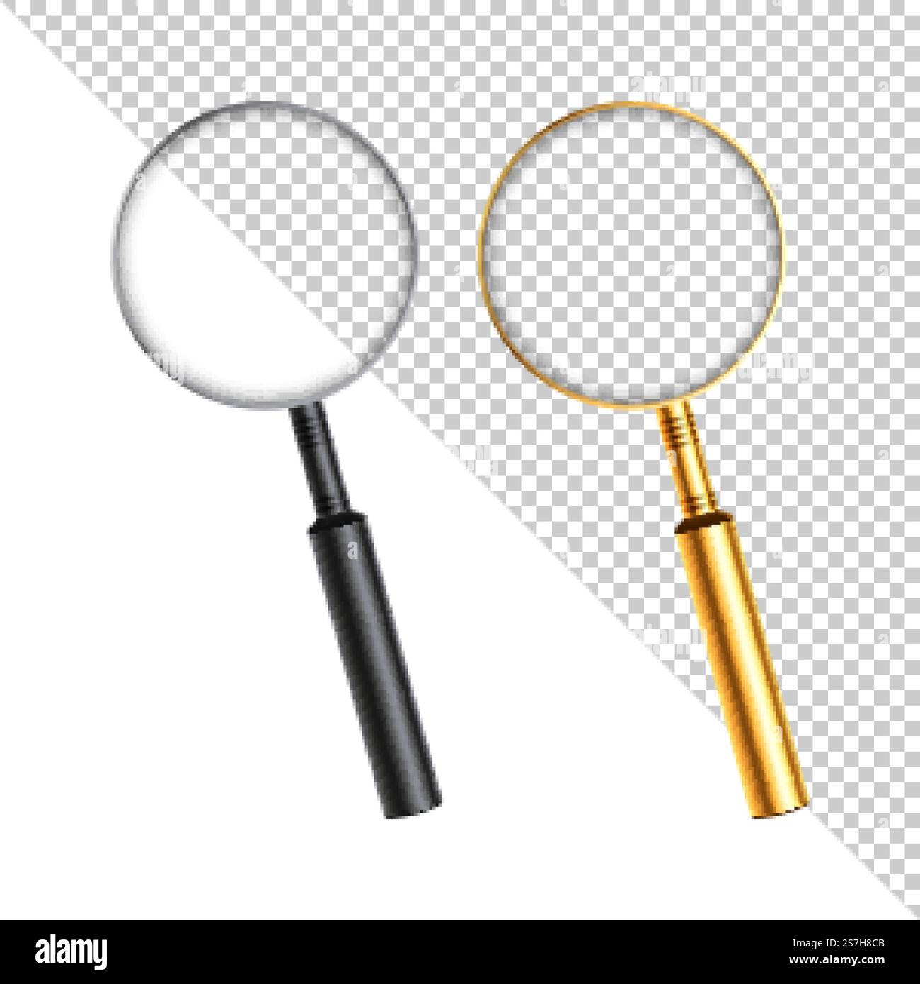 Realistic Magnifying glass with shadow on a transparent background ...