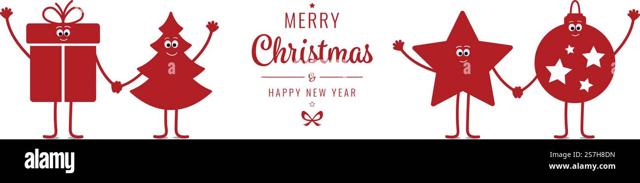 Christmas cartoon character wave isolated background Stock Vector Image ...