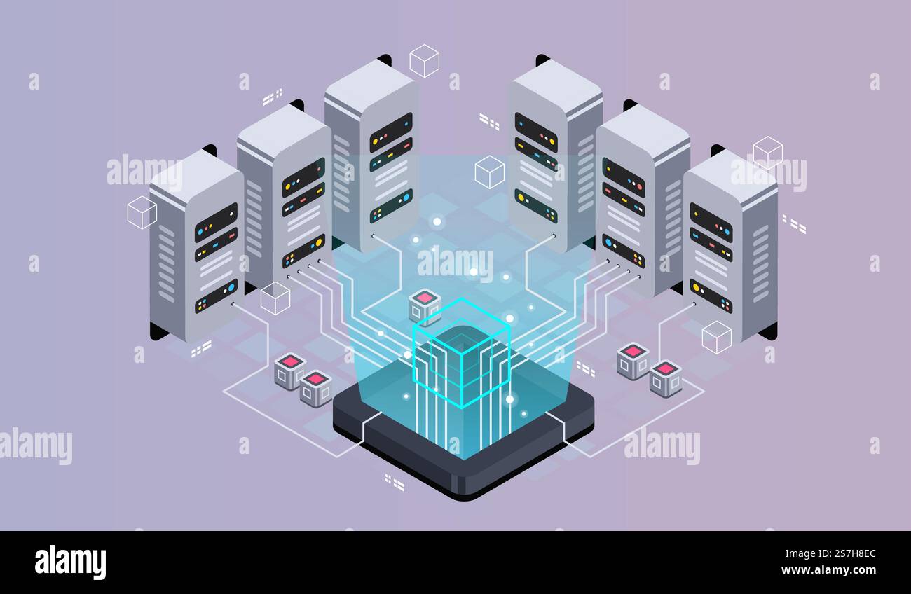 Hosting server isometric vector illustration. Digital service or app ...