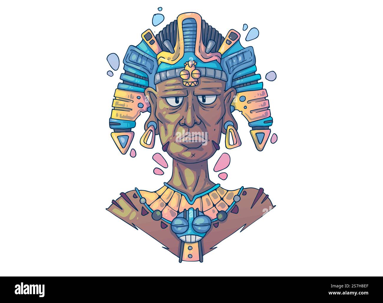 Ancient Mayan priest. Creative cartoon illustration. Picture for print ...