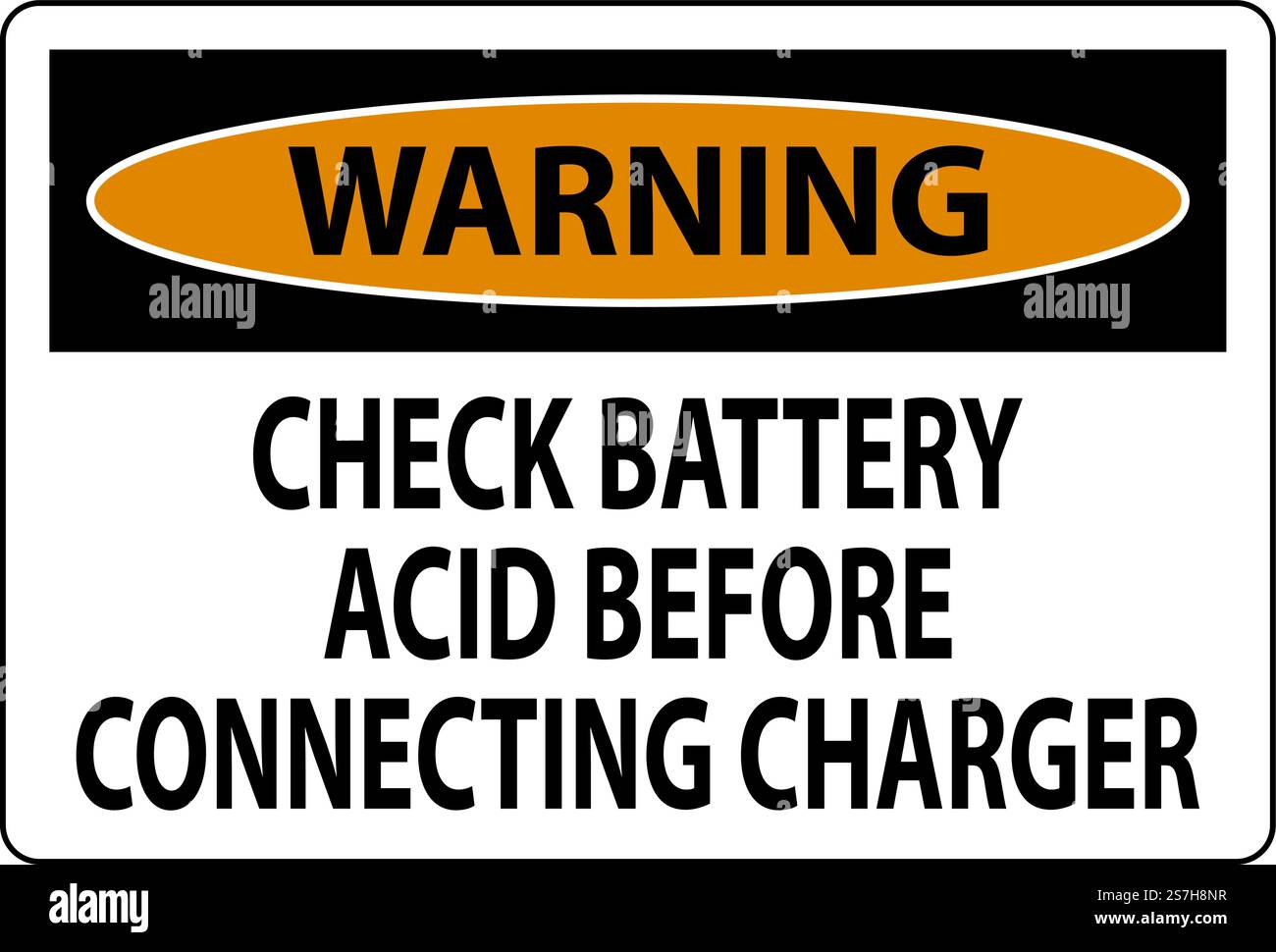 Warning Sign Check Battery Acid Before Connecting Charger Stock Vector ...