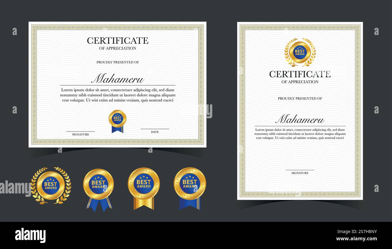 Certificate appreciation template gold Stock Vector Image & Art - Alamy