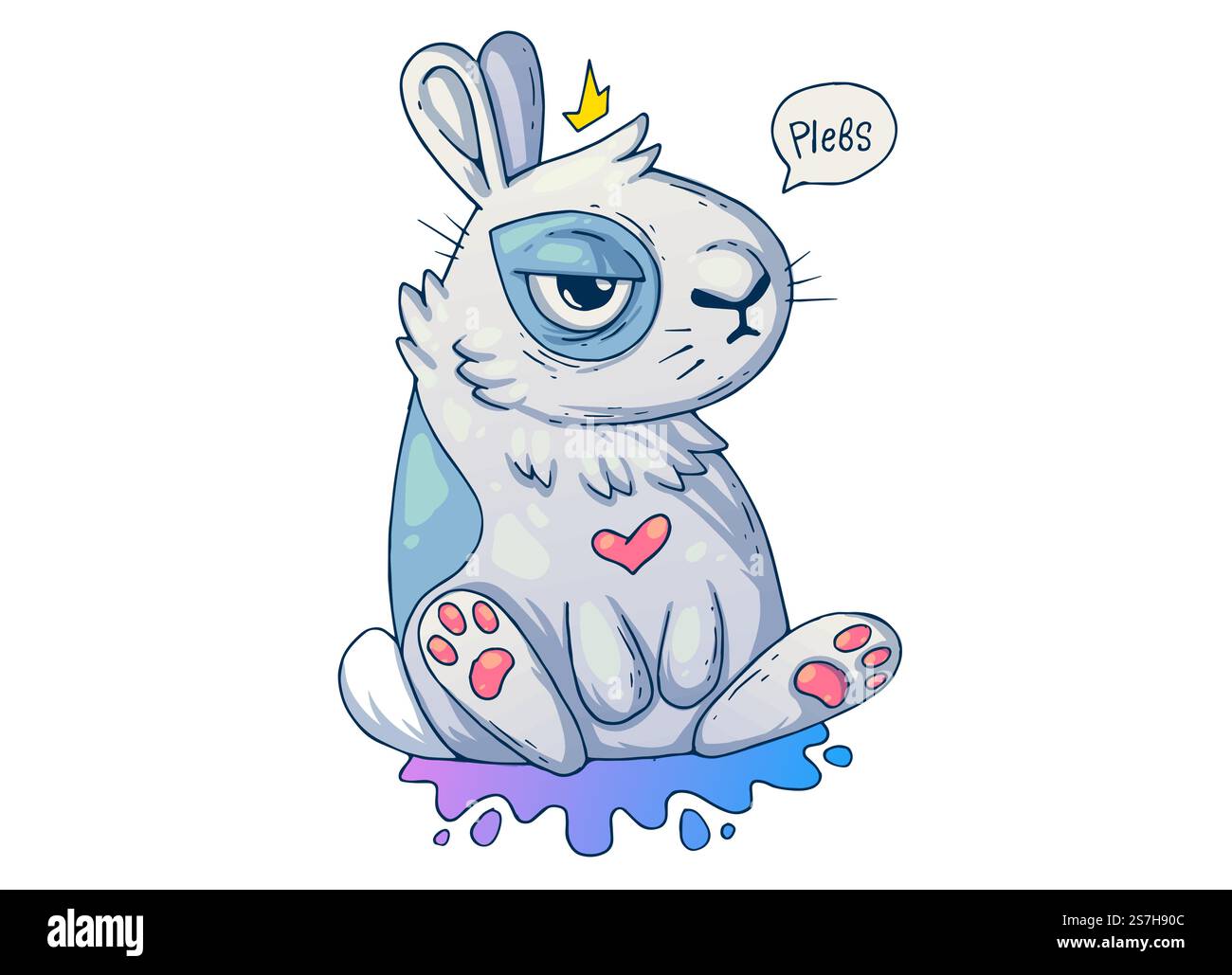 Cute grumpy rabbit. Creative cartoon illustration. Picture for print ...