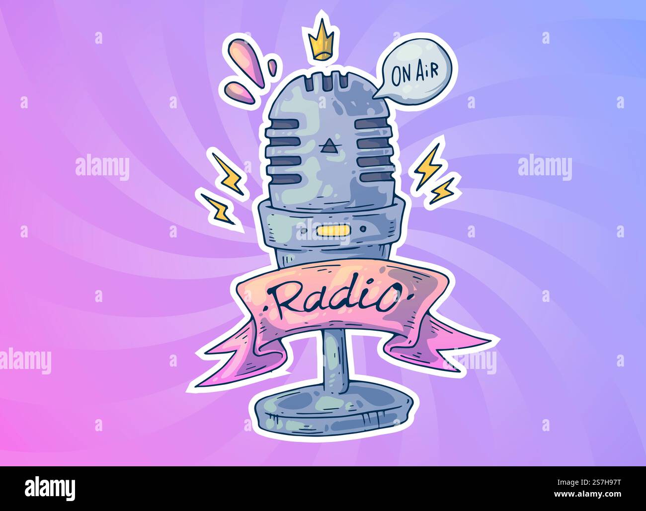 Microphone for radio. Creative cartoon illustration. Picture for print ...
