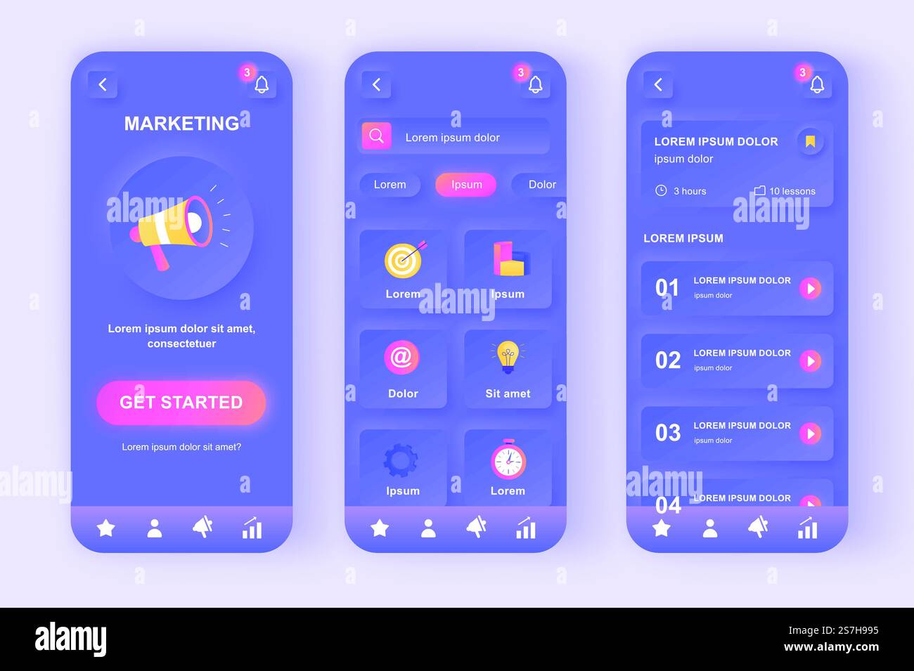 Digital marketing unique neomorphic design kit. Business analysis ...