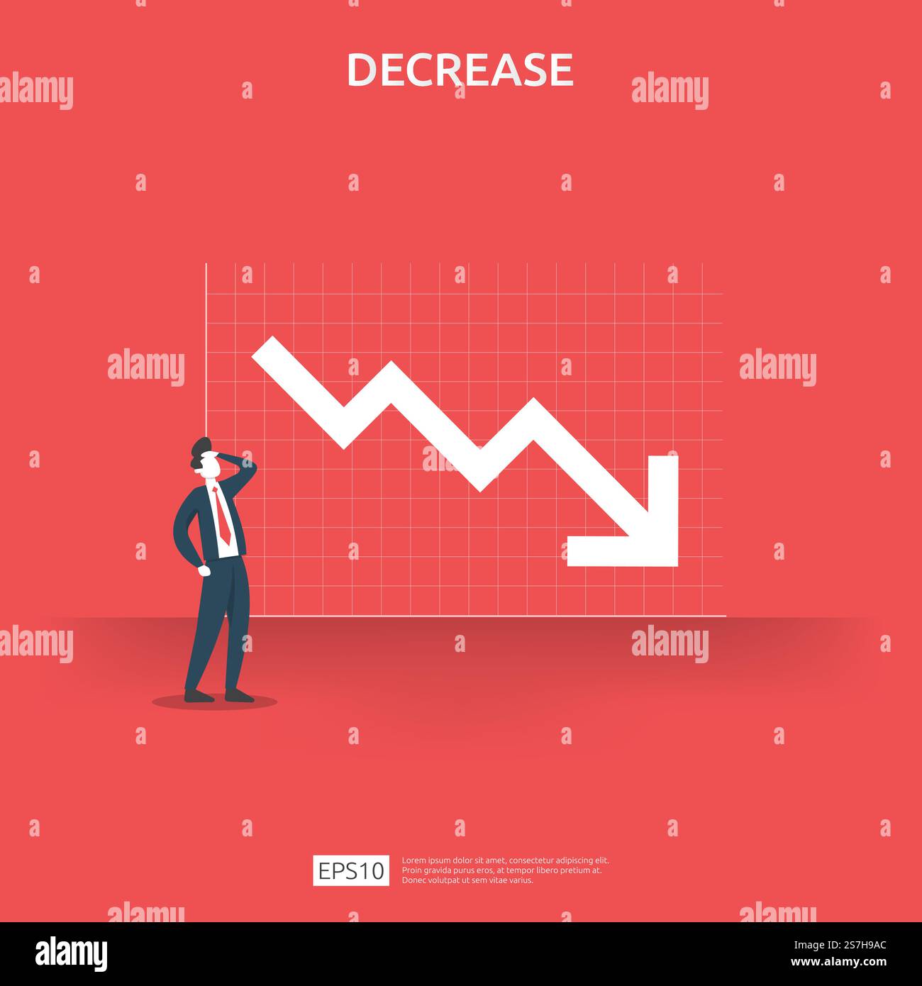business finance crisis concept. money fall down symbol. arrow decrease economy stretching ...