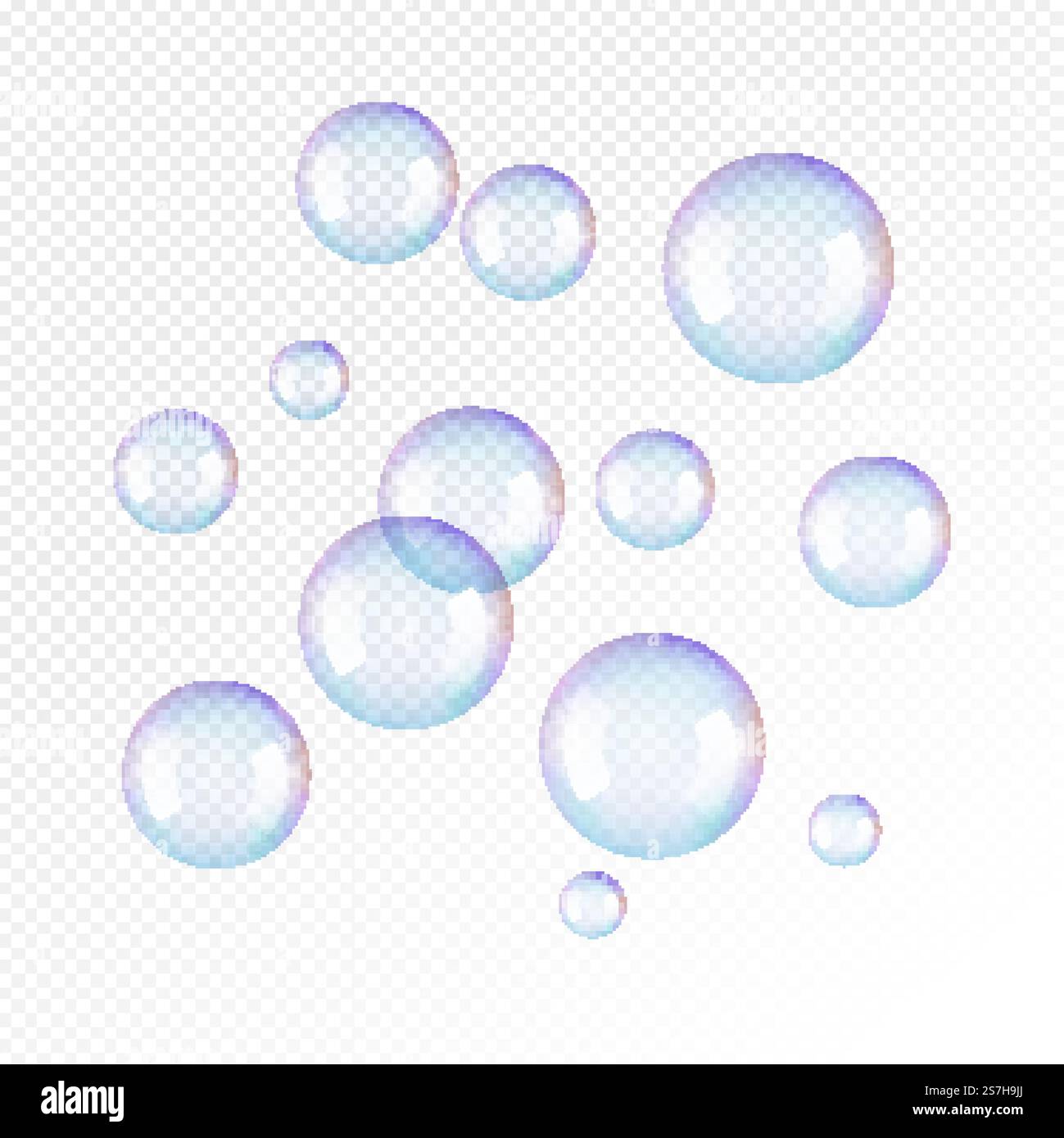 Realistic soap bubbles. Rainbow reflection bubbles isolated vector on ...