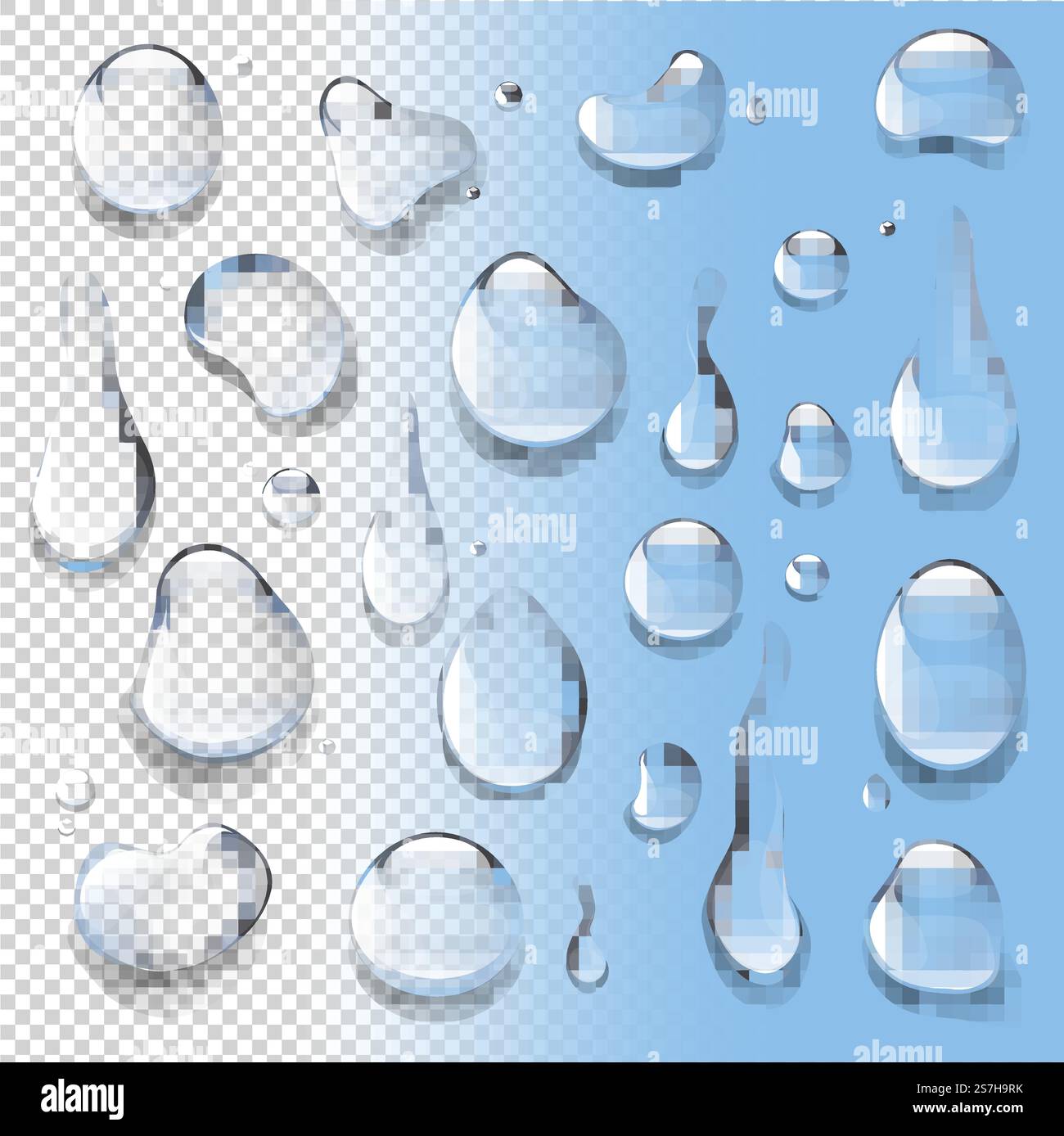 Water Drop Isolated Big Set Transparent And Blue Background With Gradient Mesh, Vector ...