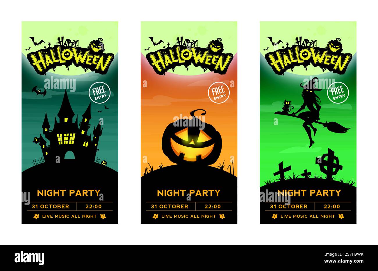 Happy halloween party posters Cut Out Stock Images & Pictures - Alamy
