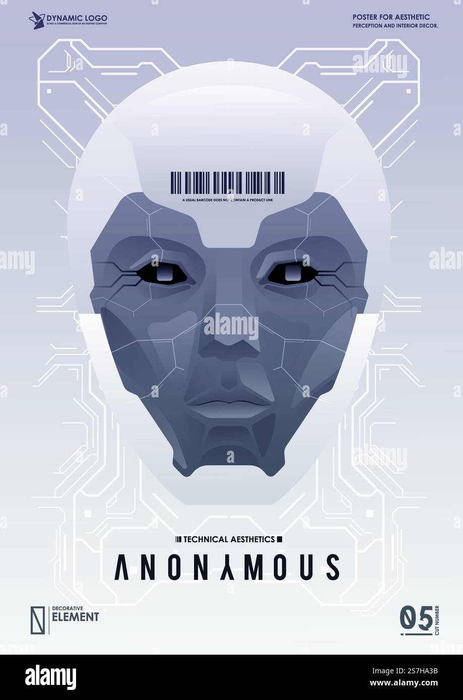 Robot with artificial intelligence working with virtual interface. Big data. AI concept. Robot ...