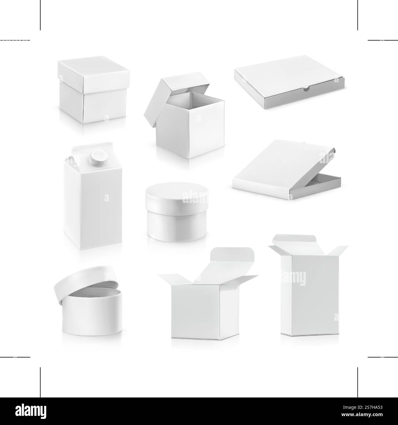 Set white cardboard boxes vector Stock Vector Image & Art - Alamy