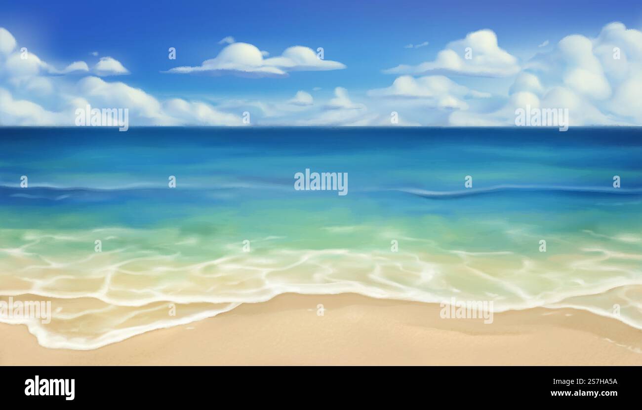 Sea beach. Sand and wave. Realistic vector background Stock Vector ...
