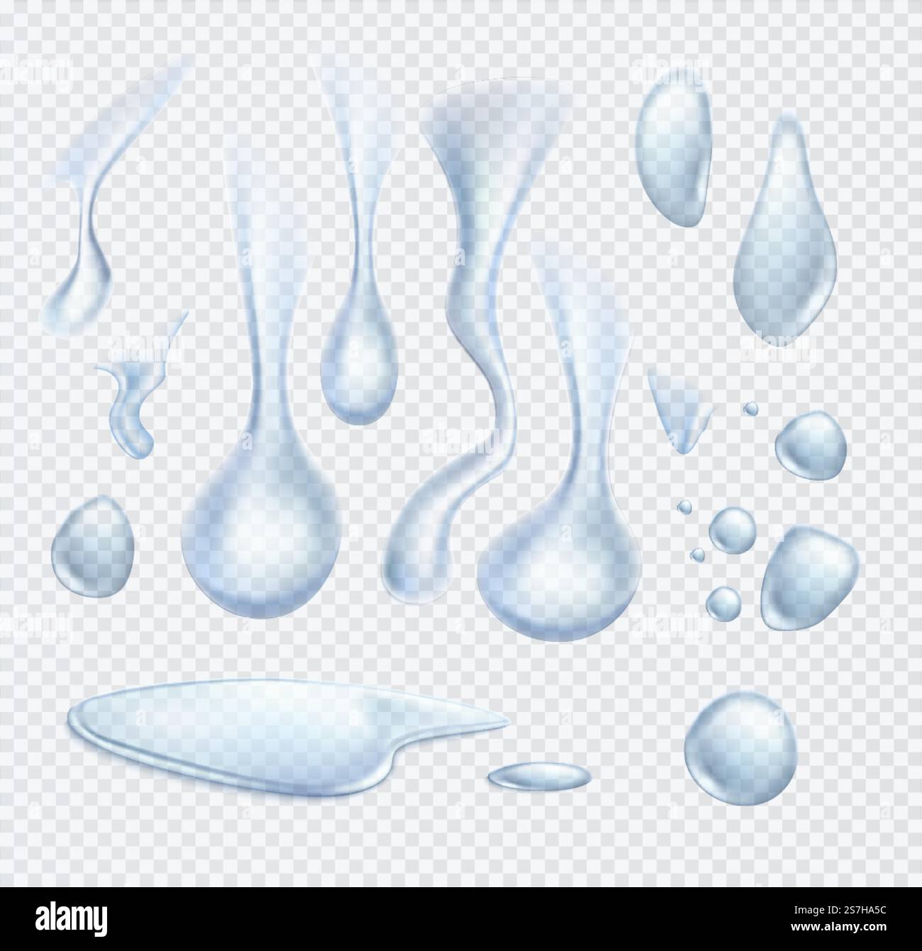 Vector realistic water drop set. Fresh liquid for organic food and ...
