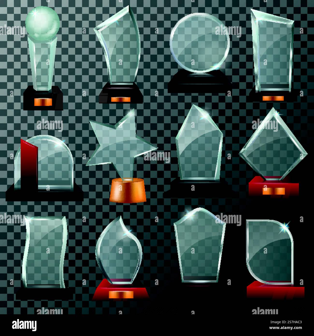 Glass award vector crystal trophy or award-winning prize for ...